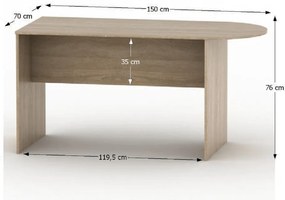 Kondela Zasedací stůl s obloukem 150, dub sonoma, TEMPO ASISTENT NEW 022