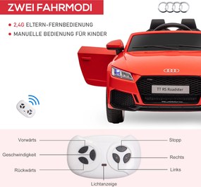 HOMCOM Dětské elektrické autíčko Dětské autíčko na dálkové ovládání, MP3, pro 3-6 let, PP, červené, 102x60x44 cm| Aosom