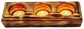 Dekorace Dřevo výrobky Dřevěný svícen na čajové svíčky - 23 x 7,5 x 5,8 cm