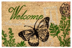 Home Elements Kokosová rohožka Welcome motýl, 40 x 60 cm