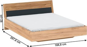 Postel, dub craft zlatý/grafit šedá, FIDEL Kondela 0000264052