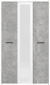 Třídveřová šatní skříň se zrcadlem Geralt - beton/bílá