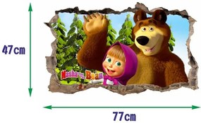 Dětská nálepka na zeď s pohádkovým motivem Máša a medvěd 47x77cm