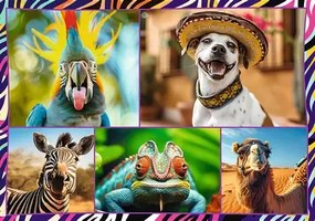 TREFL Puzzle Zábavná zvířata / 4x 250 dílků / od 7 let