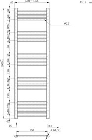 Gamma Erga Basic, topné těleso 1600x500 mm, 643 W, bílá, ERG-LAV-BASIC-16050-WH