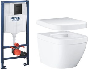 Set záchodová mísa Grohe Euro Ceramic 3920600H, podomítkový WC modul se splachovacím tlačítkem Grohe Solido 38811KF0, 39330001