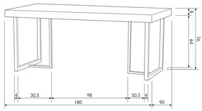 Jídelní stůl manero 180 x 90 cm tmavě hnědý MUZZA