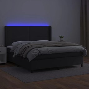 Box spring postel s matrací a LED černá 180x200 cm umělá kůže 3139277
