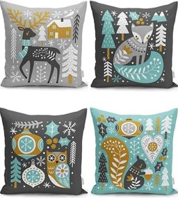 Povlaky na polštáře v sadě 4 ks s vánočním motivem 43x43 cm Merry Christmas – Mila Home