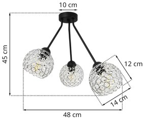 Stropní svítidlo Crystal Trio, 3x stříbrné křišťálové stínítko