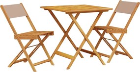 3dílný bistro set taupe textil a masivní dřevo 3281870