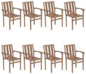 Stohovatelné zahradní židle s poduškami 8 ks masivní teak,  3073456