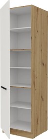 ARIA az | vysoká skříňka 60 DK-210 2F potravinová s policemi | 60 cm | ANTI FINGERPRINT povrch | artisan/bílá