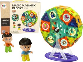 LEAN Toys Magnetické stavebnice 3D stavby – Ruské kolo a kolotoč, 71 dílů