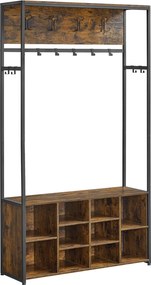 Předsíňový věšák s botníkem Vasagle Vigro 100 cm hnědý