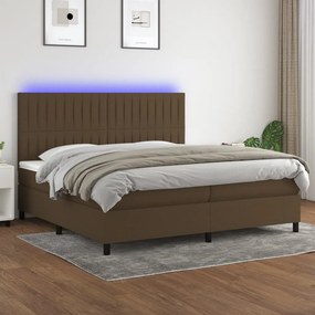 Box spring postel s matrací a LED tmavě hnědá 200x200 cm textil 3135064