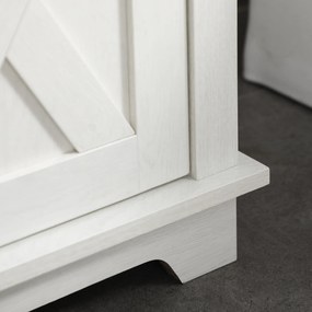 kleankin Dřevěný Koupelnový Koupací Skříňka Pod Umyvadlo s 2 Dveřmi a Policí 60x30x60 cm Bílá