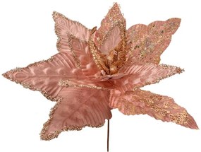Růžovo-zlatá umělá rostlina pryšec / vánoční hvězda Poinsettia – 44x58 cm