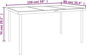 5dílný zahradní jídelní set černý ocel a textilen 3200698