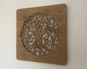 Li-Go "Strom života" světelný obraz s baterií 62x62cm varianta ovládání: manuál/pohybové čidlo, provedení povrchu: dub