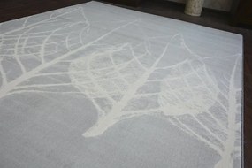 Kusový koberec SCANDI 18281/652- listy šedý / krémový