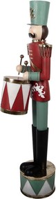 Kovová dekorace Louskáček Nutcracker s bubínkem - 33*33*121 cm