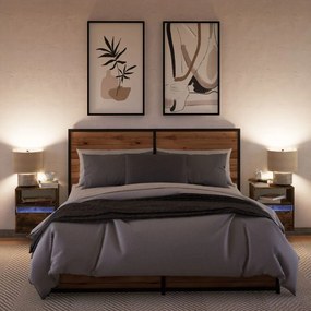 Nástěnné noční stolky s LED osvětlením 2 ks kouřový dub 3307984