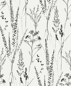 Bílo-černá vliesová tapeta s trávami A64201 | Lepidlo zdrama
