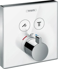 Hansgrohe Shower Select Glass, termostatická baterie pod omítku na 2 spotřebiče, bílá/chromová, 15738400