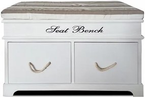 Dřevěná lavice s polštářem SEAT BENCH 1 NEW, bílá