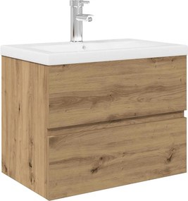 Umyvadlová skříňka s vestavěným umyvadlem a baterie dub artisan 3328932