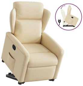 Zvedací polohovací křeslo krémové textil 3303142