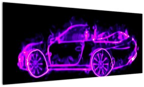Obraz - hořící auto (100x40cm)