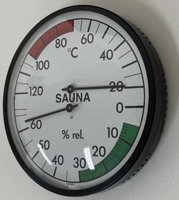 Eliga teploměr vlhkoměr-kovový kulatý černý 160mm