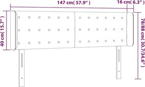 Čelo postele s LED tmavě hnědé 147 x 16 x 78/88 cm textil 3123671