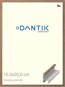 DANTIK rámeček 15x20 | ALU profil 6030 Dýha ořech lak matný (Sklo Čiré)