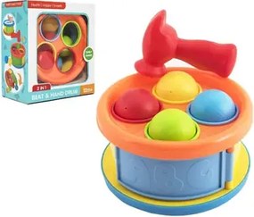 TEDDIES Zatloukačka a bubínek 2v1 / Hračka / Plast / 17 cm / od 12 měs