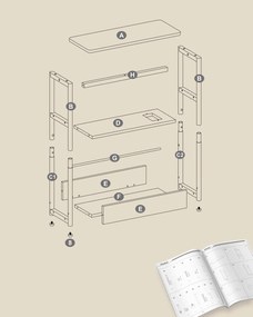 VASAGLE Odkládací stolek úzký s el. a USB zásuvkou hnědý