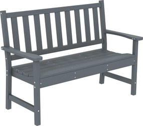 Outsunny 2místná odolná zahradní lavice, HDPE plast, dřevěný dekor, ergonomické opěradlo, nosnost 240 kg, 130 × 59 × 91 cm | Aosom