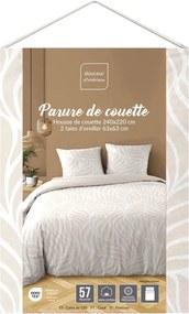 Béžové 3dílné bavlněné povlečení na dvoulůžko/prodloužené 240x220 cm Morgane – douceur d'intérieur