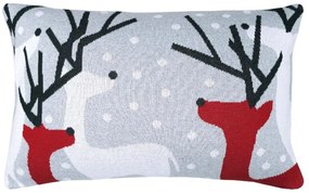 SCANquilt pletený povlak DESIGN sobi šedočervená 40 x 60 cm