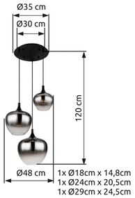 Globo 15548-3H - Lustr na lanku MAXY 3xE27/40W/230V černá