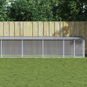 Klec pro kuřata se střechou světle šedá 803 x 98 x 90 cm ocel 3189057
