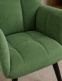 křeslo relaxační, s podnožkou, odpočinkové, ušák, kov/samet, 98x63x69 cm, černá/světle zelená, Dekorino KR20260015
