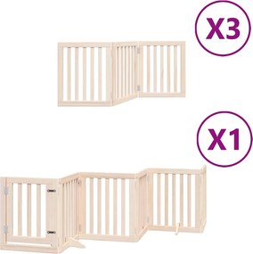 Zábrana pro psy s dvířky skládací 15 panelů 750 cm topol 3155643