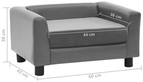 vidaXL Marketos Pohovka pro psy šedá 60 x 43 x 30 cm plyš a umělá kůže