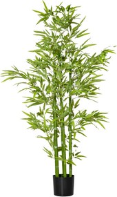 HOMCOM Velká Umělá Bambu 150 cm - Plastová Bambu Umělé Rostliny s Umělým Mechem v Květináči pro Obývací Pokoj, Ložnici a Zahradu | Aosom