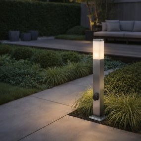 Venkovní lampa ocel 80 cm s paticí IP44 - Malios