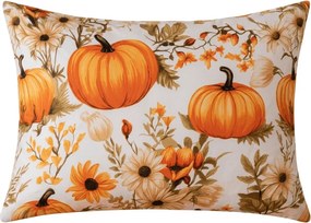 Povlak na polštář z mikrovlákna FLOWERS AND PUMPKINS 50x70 cm, oranžový