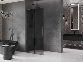 Mexen Velar L, posuvná sprchová zástěna Walk-in 90 x 200 cm, 8mm šedé sklo, grafit broušený, 871-090-003-43-66